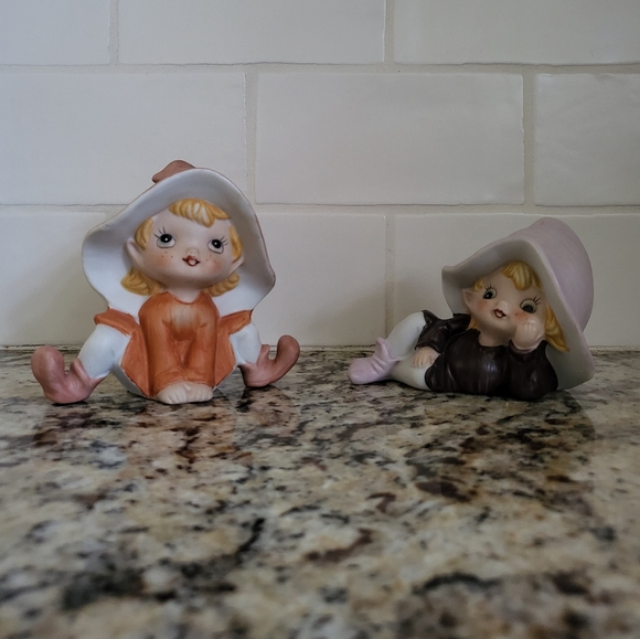 Homco | Art | 2 Vintage Home Interiors Homco 523 Bisque Porcelain Pixie ...
